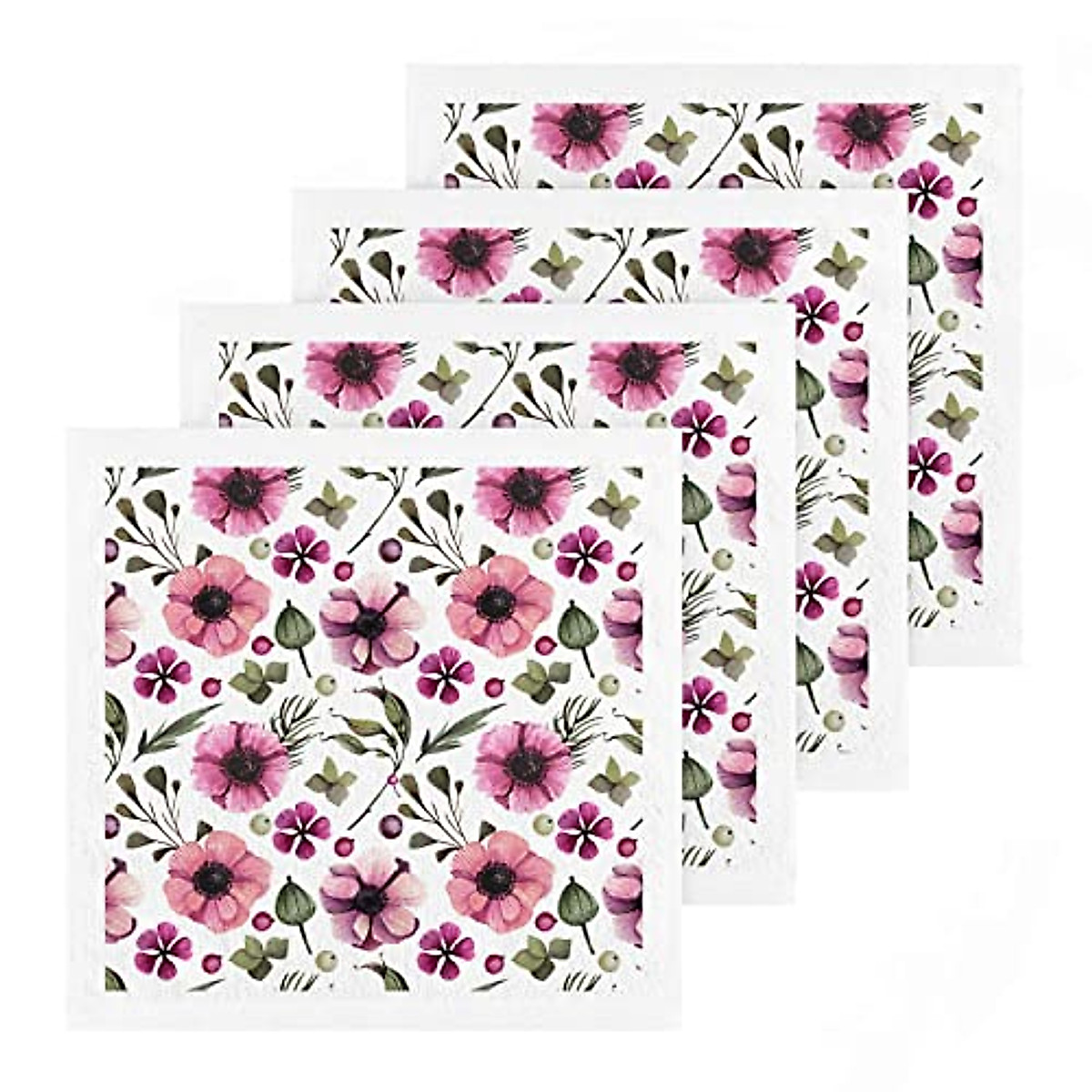 Kigai 2 PCS Fresh Pink Flower Towels Cotton Washcloths Set,Quick Drying & Absorbent Soft Bathroom Hand Towel Lightweight & Portable Fingertip Towel