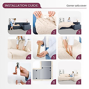 PAULATO BY GA.I.CO. Corner Sectional Couch Cover - Extra Large L-Shape Couch Slipcover - Washable Polyester Sofa Covers - 1-Piece Form Fit Furniture Protector - Microfibra - Ash (Corner Sofa)