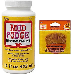 Mod Podge CS11302 Waterbase Sealer, Glue and Finish, 16 oz, Matte & Paint Brush Applicator, 24960 2.25-Inch, Basic
