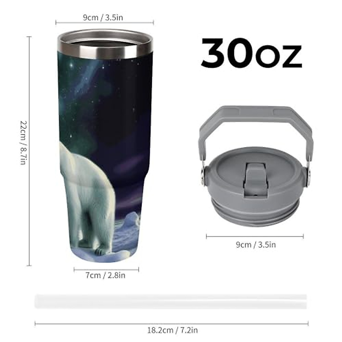 SYJTGDE Large Capacity Car Cup Polar Bears Northern Lights Fashionable Upgrade Car Cup Advanced And Beautiful Travel Cup
