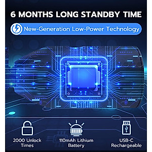 eLinkSmart Fingerprint Cable Lock, 4.9FT Long Heavy Duty Anti Theft Bike Lock, Weatherproof Keyless Electronic Digital Biometric Bluetooth Smart Lock for Bicycle Scooter Lawnmower Skateboard - Black