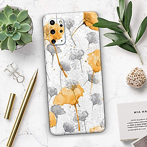 DesignSkinz Karamfila Yellow & Gray Floral V11 Protective Vinyl Decal Wrap Skin Cover Compatible with The Samsung Galaxy S20 (Screen Trim & Back Glass Skin)