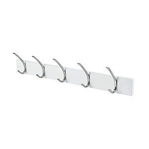 MELANNCO Wall Mounted Coat Rack for Entry Way, Bathroom, Bedroom, Laundry Room, Closet, Office, Garage, Each Hook Supports 7lbs, 5 Hook, White