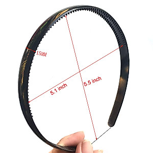 Yazon 13pcs 12mm Plastic Headbands for Girls Women Colorful Hair Headband with Teeth Thin Hair Bands