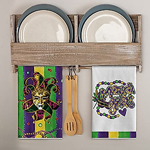 Artoid Mode Happy Mardi Gras Beads Mask Home Kitchen Towels, 18 x 26 Inch Ultra Absorbent Drying Cloth Dish Towels for Cooking Baking Set of 4
