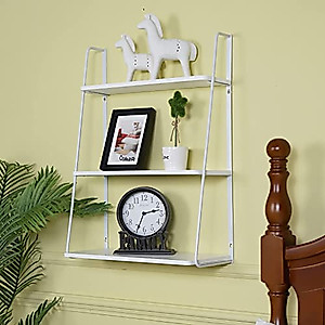 WELLAND 3-Tier Wall Shelf for Home Decor, Wall Mounted Bathroom Shelf, Kitchen Storage Rack, White