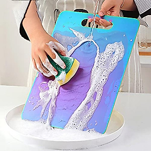 GULRUH Wood Cutting Boards for Kitchen, 1PCS Stainless Steel Durable Chopping Board Non-Slip Kitchen Cutting Board Vegetable Meat Tools Kitchen Washable Chopping Blocks (Color : Rainbow-1PCS)