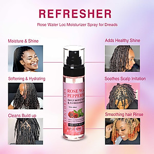 Orientdreads Moisturizing Rose Water and Peppermint Hair Scalp Refresher with Castor Oil for Locs and Dreadlocks - Natural Loc Care and Maintenance (3.4oz)