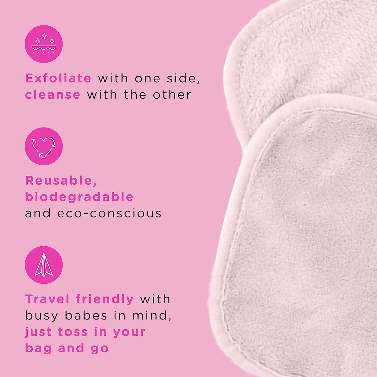 ERASE YOUR FACE Eco-Friendly Makeup Remover Cloths - Reusable Microfiber Face Towels to Cleanse & Remove Makeup - Water Activated, Dual-Sided Design for Easy Use - Eco-Friendly Packaging (4 Count)
