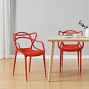 CangLong Cross Back Dining Chair Casual Chair for Restaurants, Cafes, Kitchens, Dining Rooms Set of 2, Rust