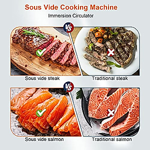 Upesitom Sous Vide Cooker, 1100W Sous Vide Precision Machine, IPX7 Waterproof Immersion Circulator with Temperature Control, Digital Timer, Low Noise & Fast Heating