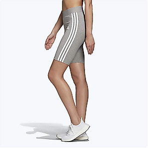 adidas Women's Must Haves 3-Stripes Cotton Short Tights Medium Gray Heather/White X-Small