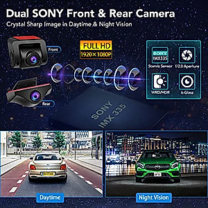 URVOLAX Mirror Dash Cam 11'' Backup Camera,Rear View Mirror Camera with Detached Front and Rear Cam for Car,Anti Glare Full HD Split Screen 1296P,Night Vision,Parking Assist,GPS,SD Card