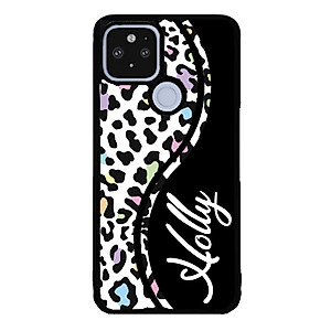 Colorful Leopard Cheetah Animal Skin Personalized Black Rubber Phone Case Compatible With Google Pixel 8 Pro, 8a, 8, 7a, 7, Pixel 7 Pro, 6a, Pixel 6 Pro, 6, 5, 4a 5G, 4a 4G, 4, 4 XL, 3a, 3a XL, 3
