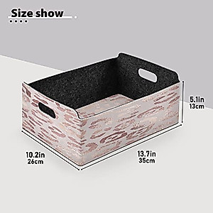 Kigai Collapsible Felt Storage Bins Rose Gold Leopard Print Rectangle with Handle Storage Bins Baskets Toys Storage Basket for Organizing Closet Clothes Office Books Home Decor