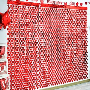 LOLStar 3 Pack Red Heart Birthday Party Decorations, 3.3x6.6ft Foil Fringe Tinsel Curtain Photo Backdrop Streamer for Baby Shower, Bachelorette, Bridal Shower, Wedding, Engagement, Valentines Party