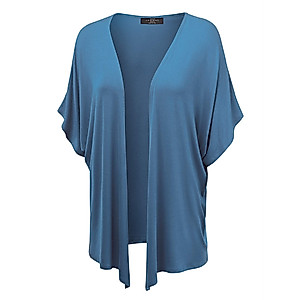 MBJ WSK1310 Women's Kimono Style Short Sleeve Dolman Cardigan XXXL Denim