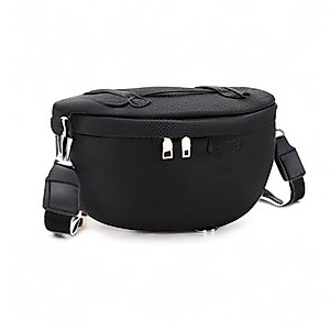 Eslcorri Crossbody Bags for Women - Fashion Sling Purse Shoulder Bag Fanny Pack Leather Causal Chest Bum Bag with Adjustable Wide Strap for Workout Traveling Running Shopping - Black