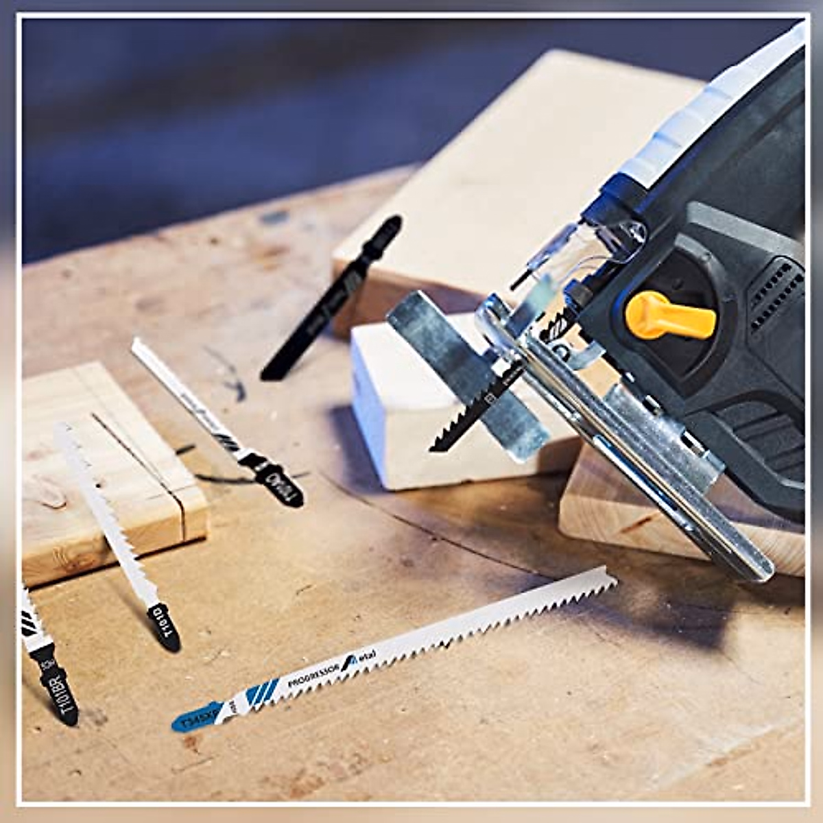 64 Pcs Jigsaw Blades Set for Wood, Plastic and Metal Cutting, 12 Types T-Shank, Compatible with Bosch, DEWALT, Black and Decker and More