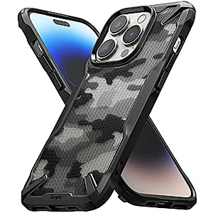 Ringke Fusion-X [Military Design] Compatible with iPhone 14 Pro Case 6.1 Inches, Camouflage Hard Back Heavy Duty Shockproof Advanced Protective Bumper Cover - Camo Black