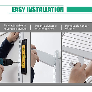 S AFSTAR 4 to 6 FT Mounted Closet Systems, Height Adjustable Custom Clothes Closet Kit with 3 Hanging Rod & 6 Storage Shelves, Wall-Mounted Clothes Closet Organizer for Bedroom Apartment, White