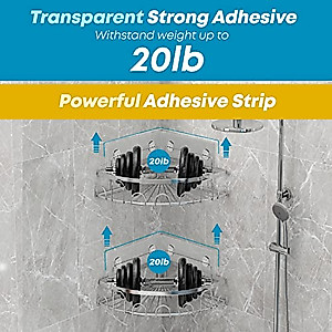 KESOL Corner Shower Caddy Shower Shelves 2 Pack, Wall Mounted Adhesive, Shower Organizer, No Drilling Bathroom Shelf with SUS304 Stainless Steel RustProof Water Proof Scratch Resistant