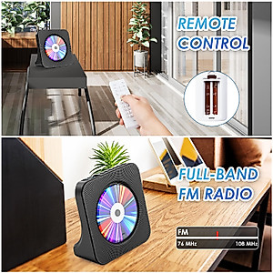 Gueray DVD Player for TV CD Player for Home with Bluetooth Speakers Supports Remote Control Display FM Radio with CD Player USB Card Playback 3.5 mm AUX Alarm Clock All Region Free with AV Dust Cover