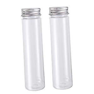 FUNOMOCYA 2pcs Clear Container Test Tubes with Lids Plastic Terrarium Containers with Lids Cosmetic Containers Travel Lotion Bottle