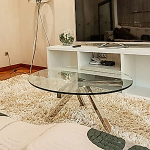 48" Inch Round Glass Table Top 3/8" Thick Pencil Polish Edge Tempered by Fab Glass and Mirror