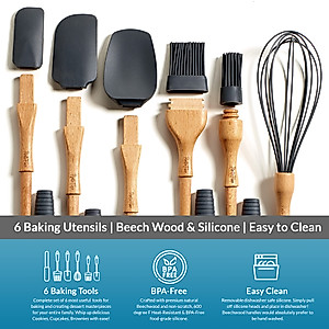 PortoFino Baking Set - Kitchen Utensils - 6 Pcs Silicone Kitchen Utensils Set - Kitchen Essentials with 3 Silicone Spatula 2 Pastry Brush 1 Whisk - Spatula Set - Mothers Day Gifts - Gifts for Women