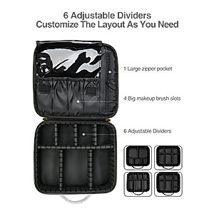 Luxtude Travel Makeup Bag Organizer Large Makeup Train Case Leather Cosmetic Case Organizer Portable Artist Storage Bag with Adjustable Dividers for Women Cosmetics Brushes Toiletry etc. (Marble)