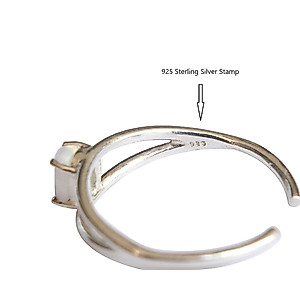 Handmade Silver & Oval 5x3mm White Opal Gemstone Adjustable Toe Ring, 925 Sterling Silver, Double Band Classic Stone Toe, Pinky or Knuckle Rings for Women, By MiYa Jewelry Creations