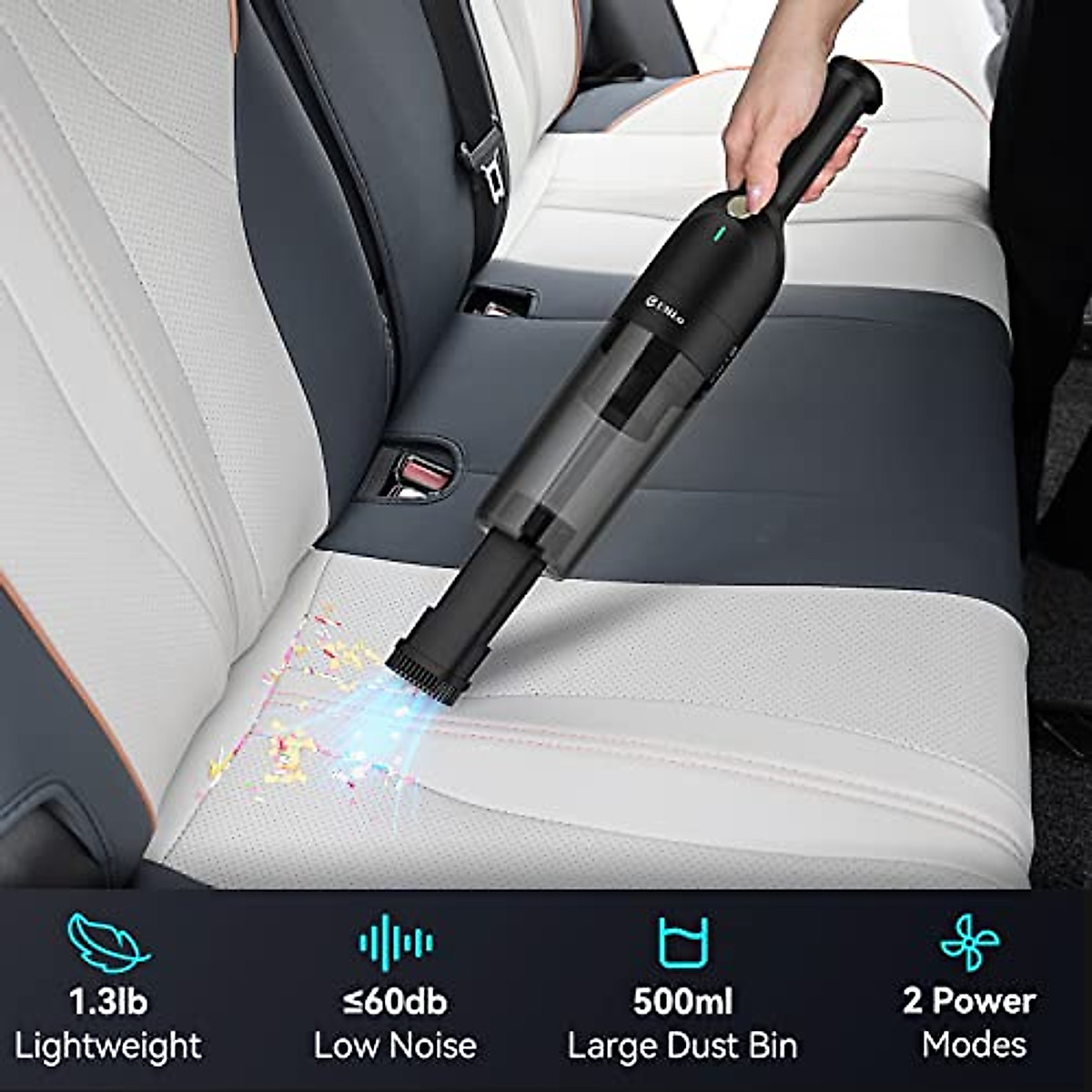Handheld Vacuum Cordless, Rechargeable Car Vacuum Cleaner with 30 Mins Runtime, Mini Hand Vacuum with 10000 Pa Powerful Suction, Portable Hand Held Vacuum for Car Pet Hair Hardwood Floor Home, UMLo H6