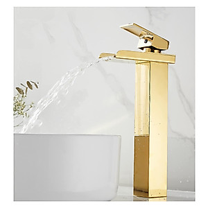Modern Waterfall Basin Faucet Bathroom Toilet Tap Deck Mounted Mixer Hot & Cold Water Vanity Vessel Brass Faucets ( Color : 01 Long )