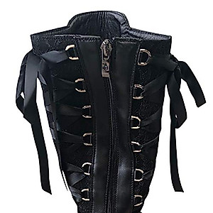 NOLDARES Platform Boots Over The Knee Sexy Thigh Boots Buckle Strap Lace Up High Heel Motorcycle Riding Womens Wedge Boots