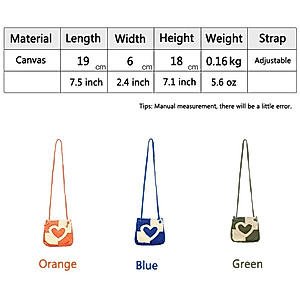 GOQUFOY Small Crossbody Bags for Women Green Cute Heart Travel Shoulder Bag Purses Teen Girls Canvas Cell Phone Bag