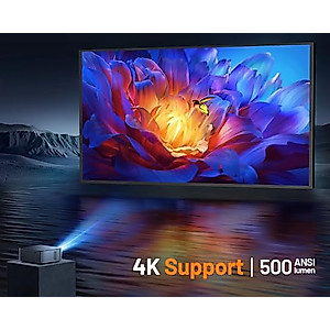 GooDee Projector 4K Supported, Outdoor Projector with Wifi and Bluetooth, Android TV Projector with Auto Focus & Full-Sealed Optical Engine for Movie, Netflix/Prime Video Built-in, 8000+ Apps