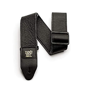 Ernie Ball Tri-Glide Italian Leather Guitar Strap, Black (P04134)