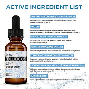 Tricho Labs Folliboost Hair Growth Serum - Natural-Based Formula with Biotin, AnaGain, Baicapil, Peppermint Oil, for Thick, Full Hair - Helps Fight the Signs of Hair Loss - Made in the USA - 2oz