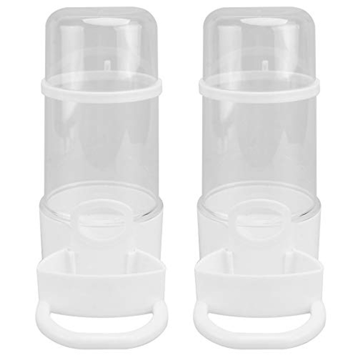 balacoo 2Pcs Automatic Bird Feeder Bird Water Bottle Poultry Drinker Water Jug Container Food Dispenser for Chickens Birds Pigeon Quail White