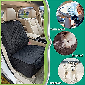 HAPYFOST Waterproof Front Seat Cover Dog Car Seat Covers Nonslip and Full Protection with Side Flaps Fits Most Cars, Trucks, SUVs(Black)