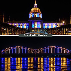 GoodBulb 9-Watt Blue and Yellow LED Light Bulbs | 60-Watt Equivalent | A19 Shape E26 Base | Stand with Ukraine | Perfect for Exterior fixtures | Non-dimming (2 Bulbs)