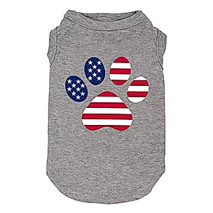 weokwock Dog Clothes American Flag Printed for Dog Shirt Popsicle 4th of July Funny Graphic T Shirts Small Large Dog Sport Vest (Large, Grey02)