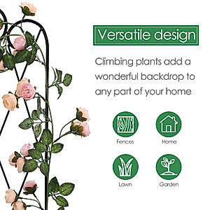 AMAGABELI GARDEN & HOME 2 Pack Black Garden Trellis for Climbing Plants 47” x 16” Iron Plant Support Climbing Vines and Flowers Stands Vegetables Patio Metal Lattices Grid Panels for Ivy Cucumbers