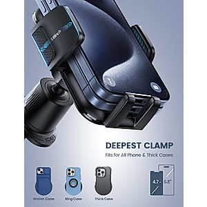 Lamicall 2024 Wider Clamp & Metal Hook Car Phone Holder Vent [Thick Cases Friendly] Phone Holder Car Hands Free Cradle Air Vent for Smartphone (Dark Grey)