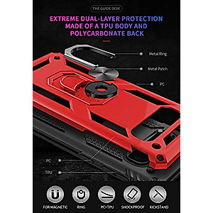 Samsung Galaxy S10 Plus Case with HD Screen Protectors, Androgate Military-Grade Metal Ring Holder Kickstand 15ft Drop Tested Shockproof Cover Case for Samsung Galaxy S10+ (2019) Red