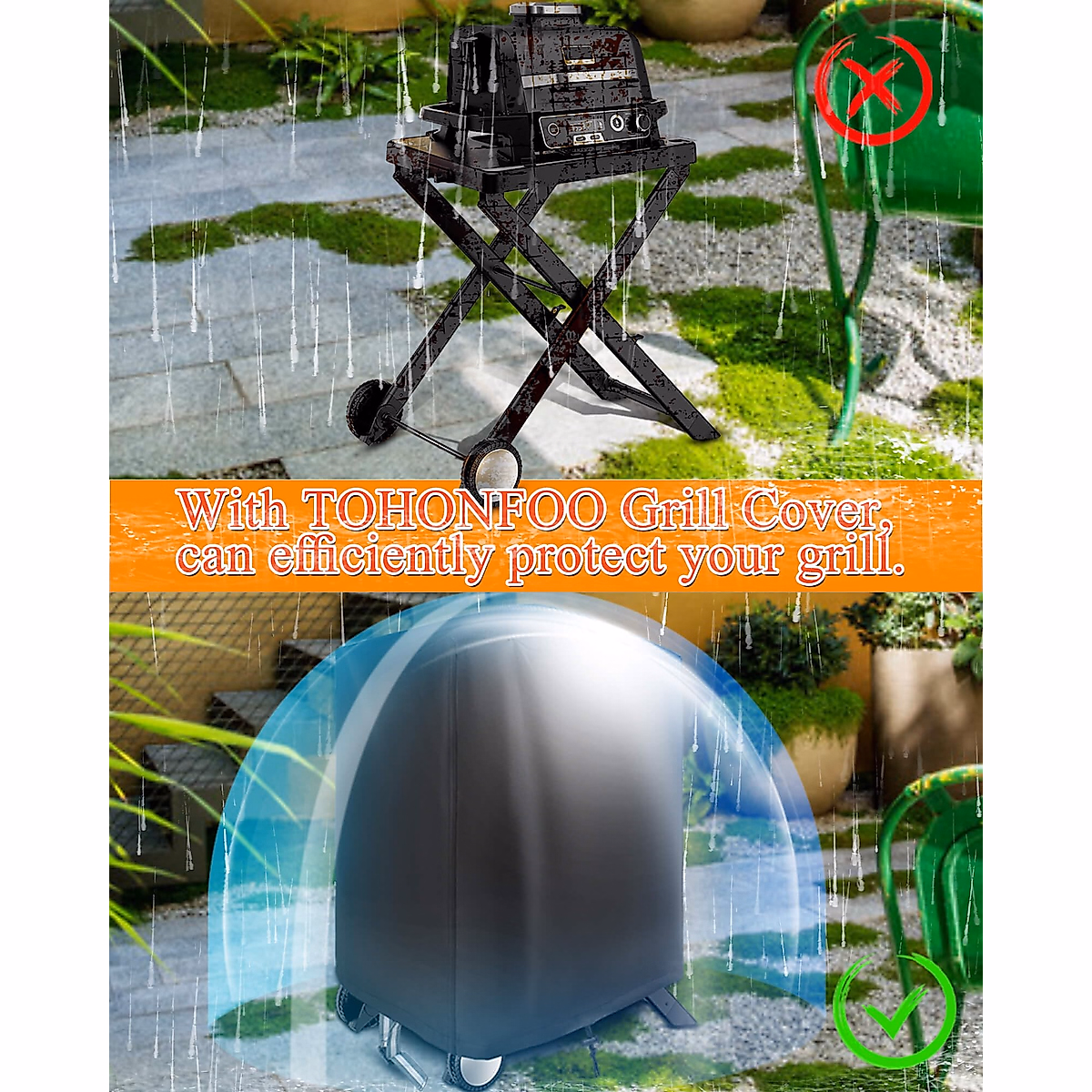 Grill Cover for Ninja Woodfire Outdoor Grill and Stand, Waterproof BBQ Barbecue Cover for Ninja OG701 OG751 Grill Smoker and Stand, Heavy-Duty 600D Oxford Fabric, 40"x24"x33", 𝐂𝐨𝐯𝐞𝐫 𝐎𝐧𝐥𝐲