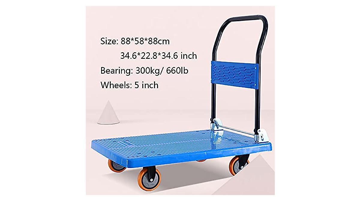 DMUNIZ Folding Hand Truck - Portable Flatbed Cart