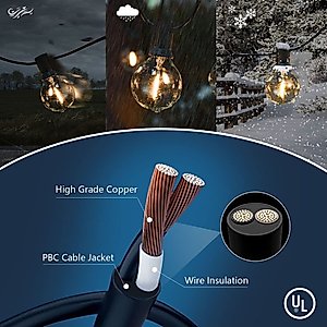 100ft Outdoor String Lights Waterproof Patio Lights,Shatterproof Led Outside Globes UL Listed Exterior, Indoor Lighting Backyard Bistro Party