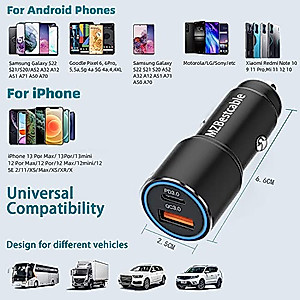 38W USB C Car Charger and Cable for Samsung Galaxy S23 S21 S22 Plus Ultra FE A23 A53 A13 A14 5G,Note 10 20,A12 A42 A32 A71,Pixel 7 6 Pro,PD&QC 3.0 Fast Charging Car Phone Adapter for iPhone 14 13 Pro